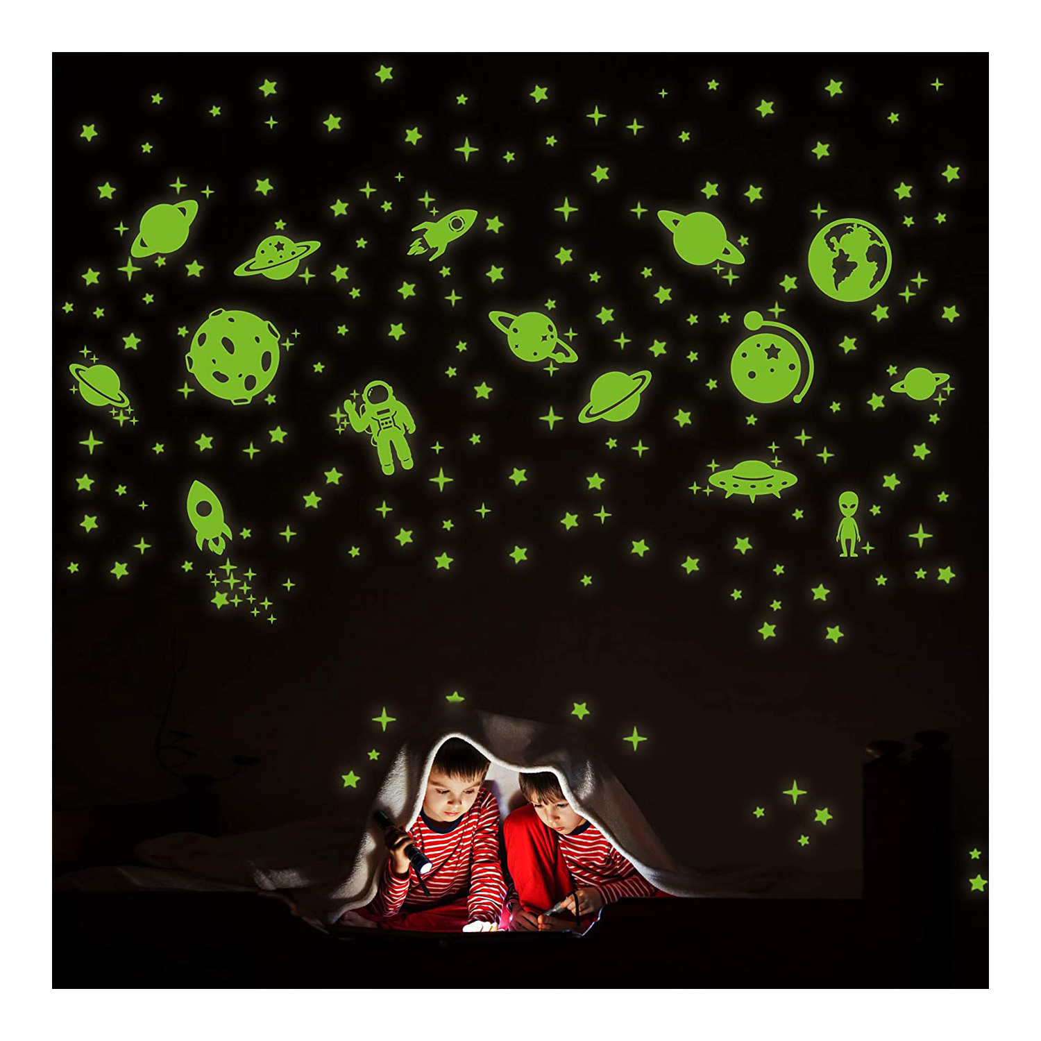 Glow in The Dark Moon and Stars Glowing Stars Stickers for Ceiling Wall ...
