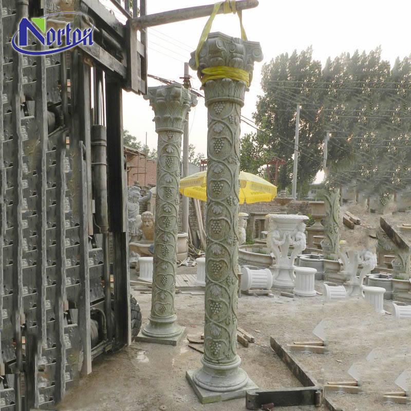 Modern luxury natural square decorative stone Roman column green marble house pillars designs ...