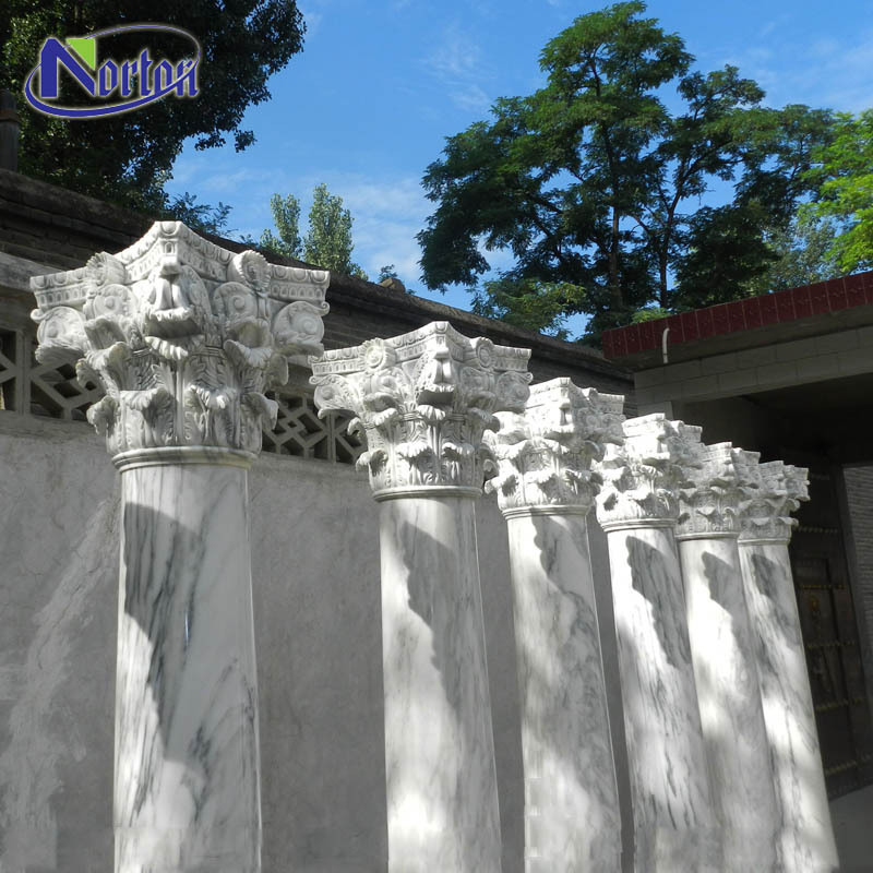 Modern luxury natural square decorative stone Roman column green marble house pillars designs ...