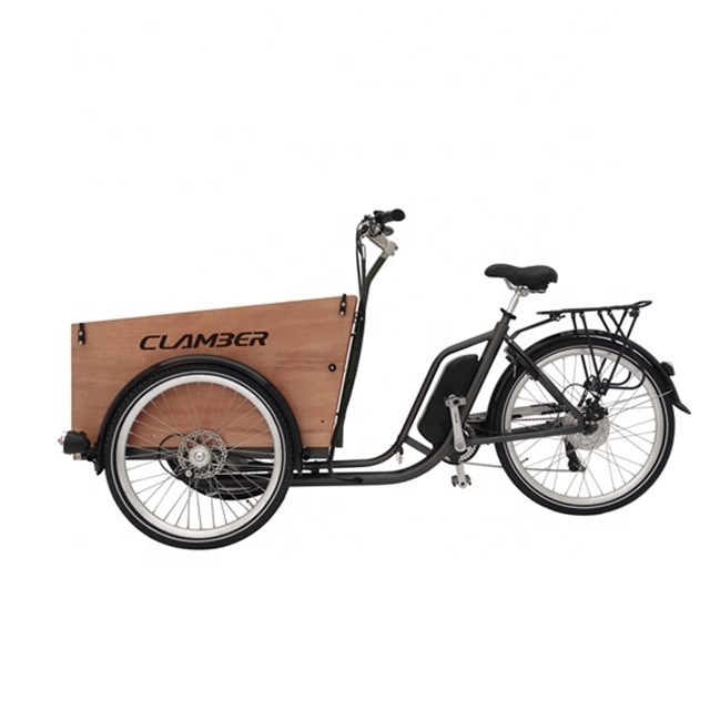 3 wheel electric bike electric cargo bike with wooden box for children ...