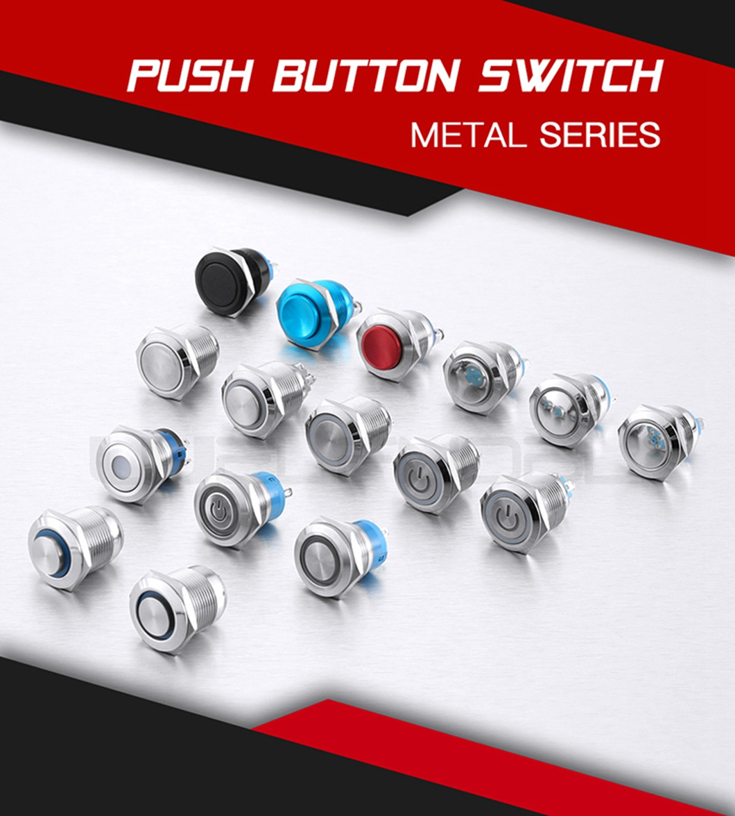 Small Mini Metal Push Button Switch 12 /16 / 19 / 22mm Momentary LED ...