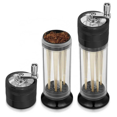 Zinc Alloy Herb Medicine Grinder Hand Crank 2 in 1 Horn Tube Filling Tobacco Grinder BestSuppliers