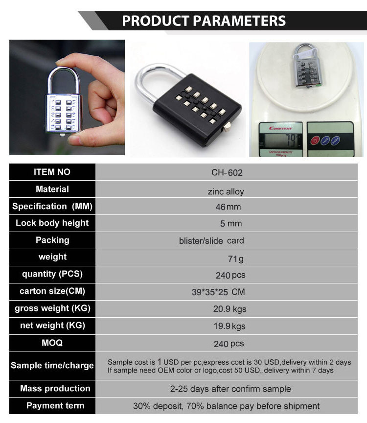 Lock factory produce press number sliver password 10 Push button ...