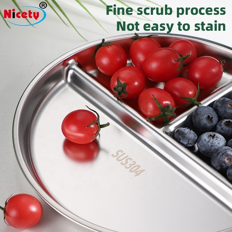 Hot Sales 3 Compartment Dinner Plate Stainless Steel 304 Dinner Plate ...