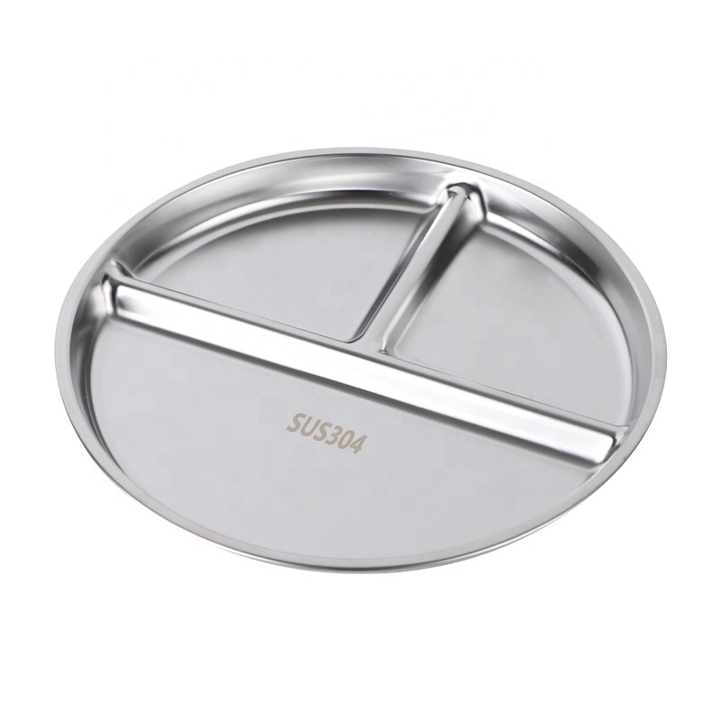 Hot Sales 3 Compartment Dinner Plate Stainless Steel 304 Dinner Plate ...