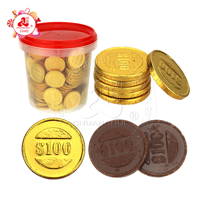 200pcs Gold Coin Shape Choco Round Chocolate coin in jar ...