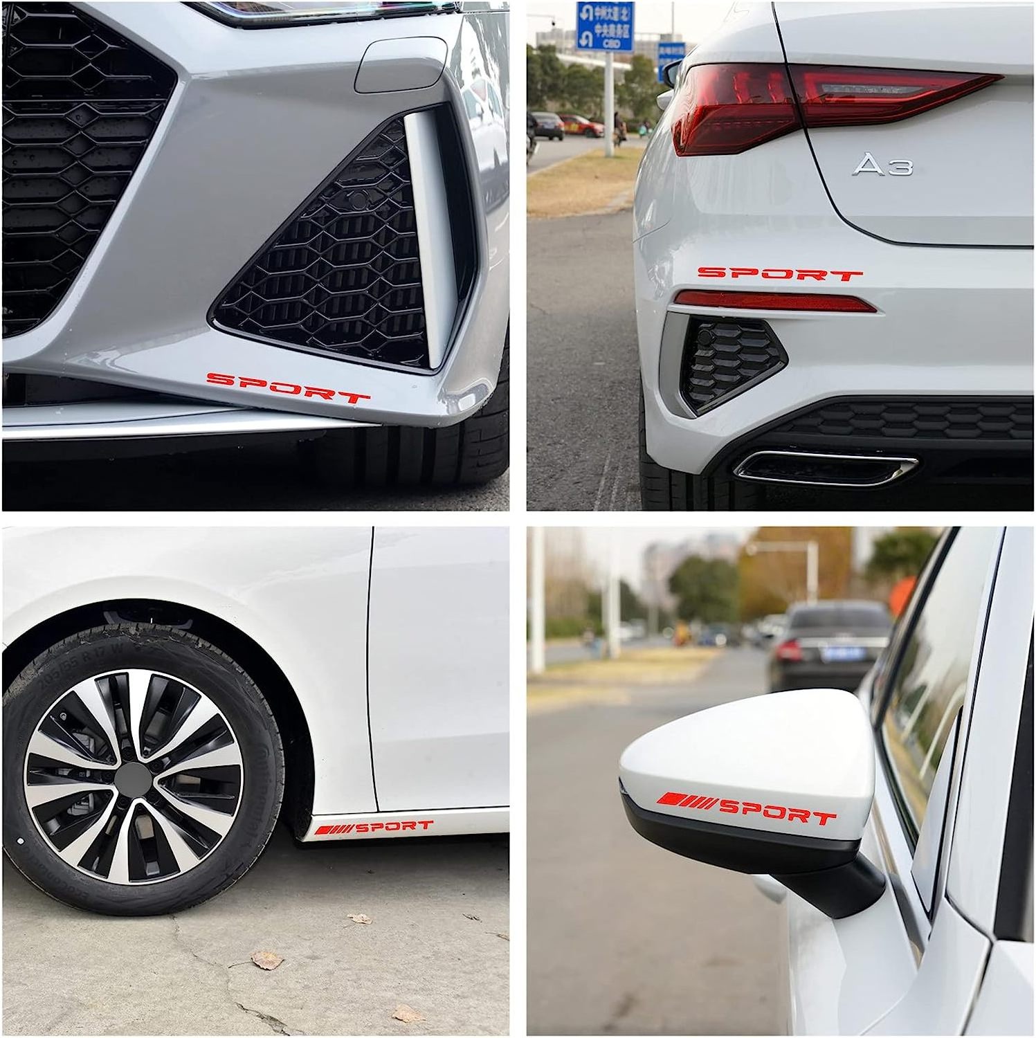 Sport Logo Car Rear Stickers & Mirror Decals Auto Wheel Reflective ...