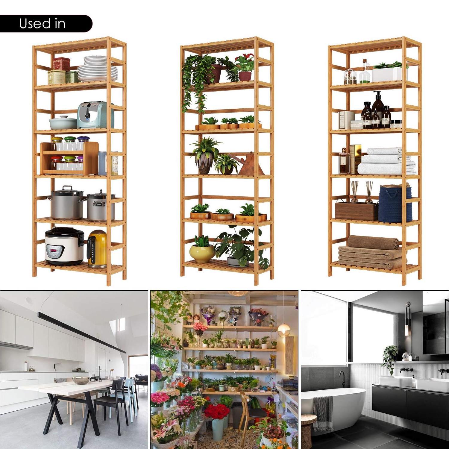 Bamboo Storage Rack Bathroom Storage Tower Multipurpose Utility ...