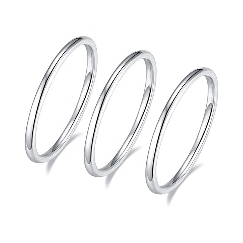 Minimalist Stackable 1mm 316L Stainless Steel Tail Rings Glossy Plain ...