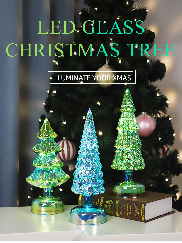 wholesale glass christmas craft supplies yellow christmas tree with led glass treetop BestSuppliers