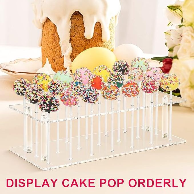 2 Pack Clear Acrylic Cake Pop Display Stand 21 Holes Lollipop Holder ...