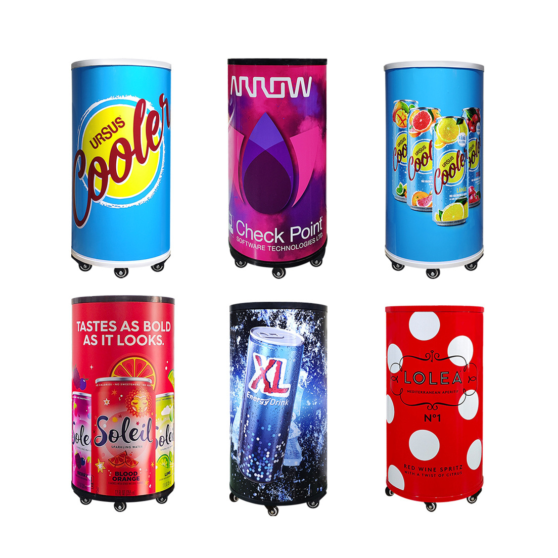 Meisda SC65Y 65L top glass door can shape soft drink barrel round ...