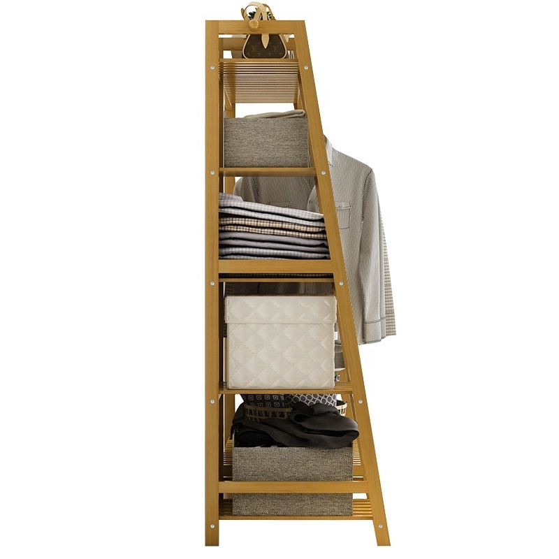 L-50CM Bamboo Clothing Rack for Hanging Clothes Large Garment Racks ...