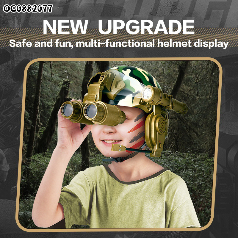 Kids simulation plastic mini army helmet toy with telescope microphone ...