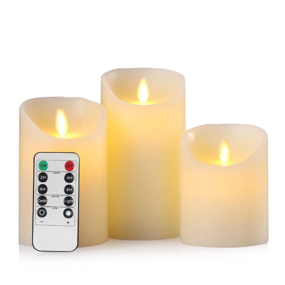 Remote Control flickering Moving Wick Led flameless candle with Timer ...