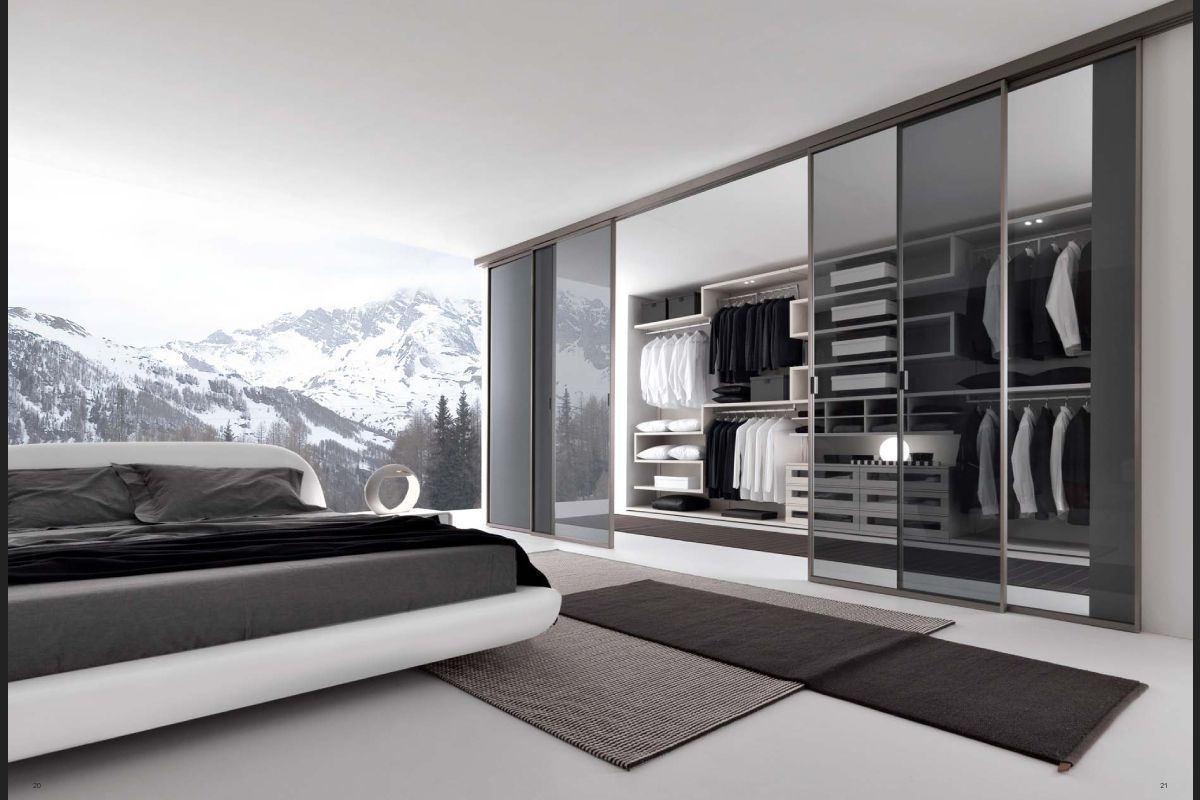 modern bedroom design aluminum glass door wardrobe custom walk in closet