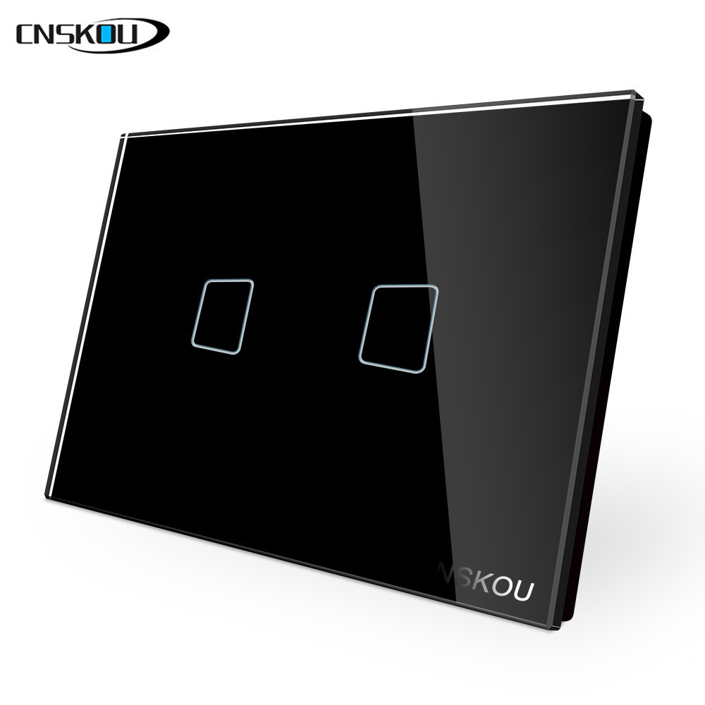 US Standard 1000W 110V 2 Gang 1 Way Modern Wall Touch Light Switch With ...