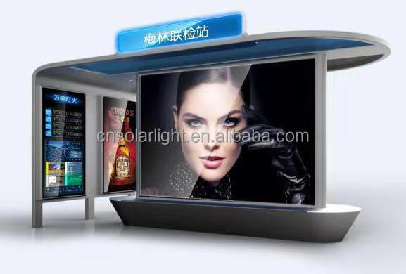 Outdoor Modern Bus Stop Shelter Advertising LED Display Bus Station ...