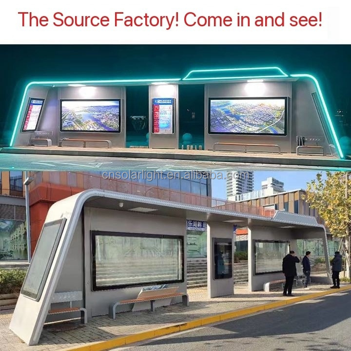 Outdoor Modern Bus Stop Shelter Advertising LED Display Bus Station ...