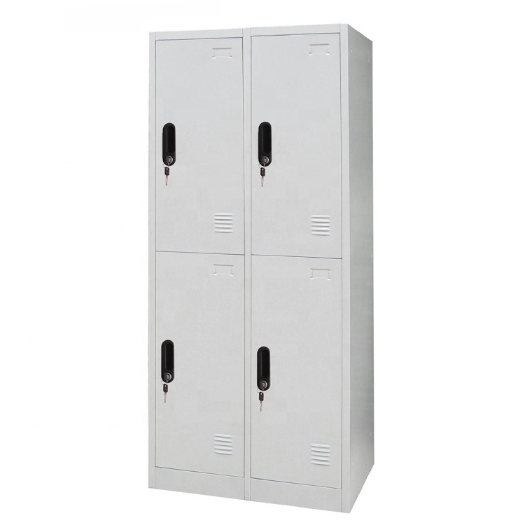 used double tiers white 4 door iron ward cabinet for 4 people / 2 tier ...