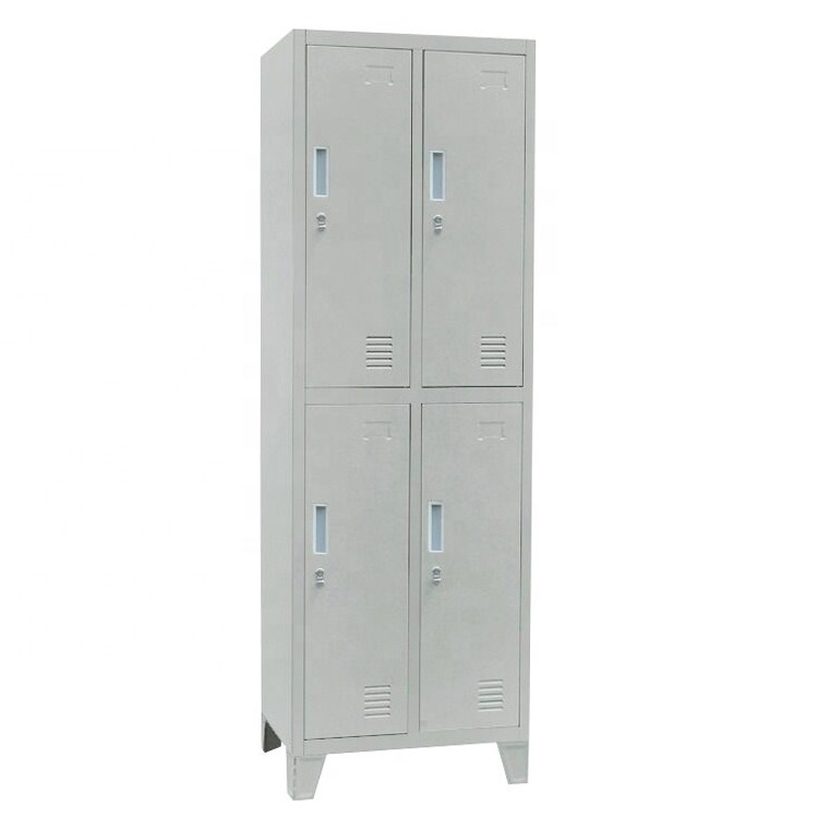 used double tiers white 4 door iron ward cabinet for 4 people / 2 tier ...