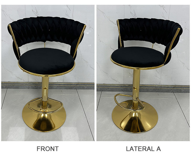 nordic industrial counter gold metal legs barstool modern luxury black ...