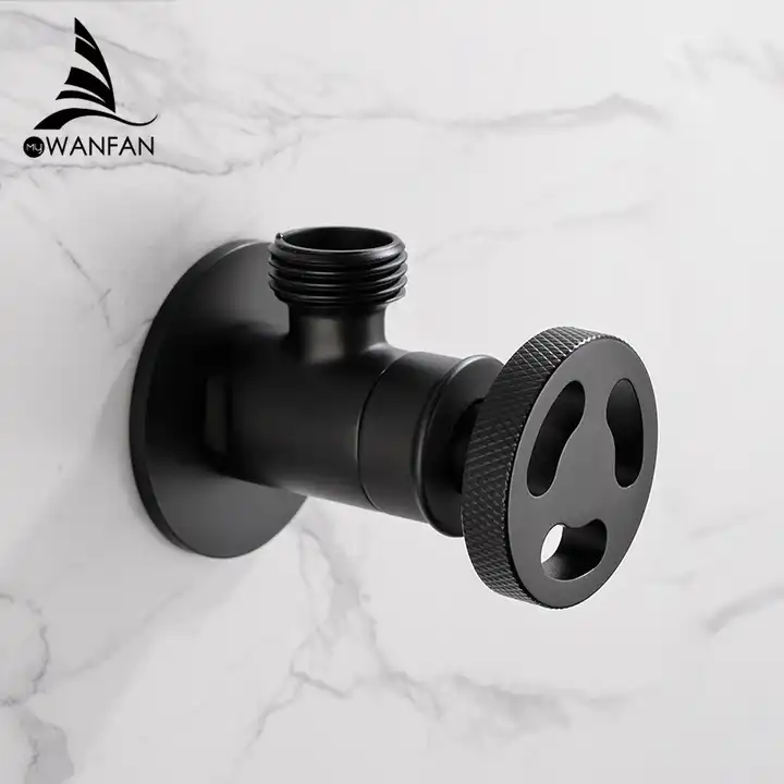 WANFAN Black Brass Angle Stop Valve Filling For Faucet and Toilet ...
