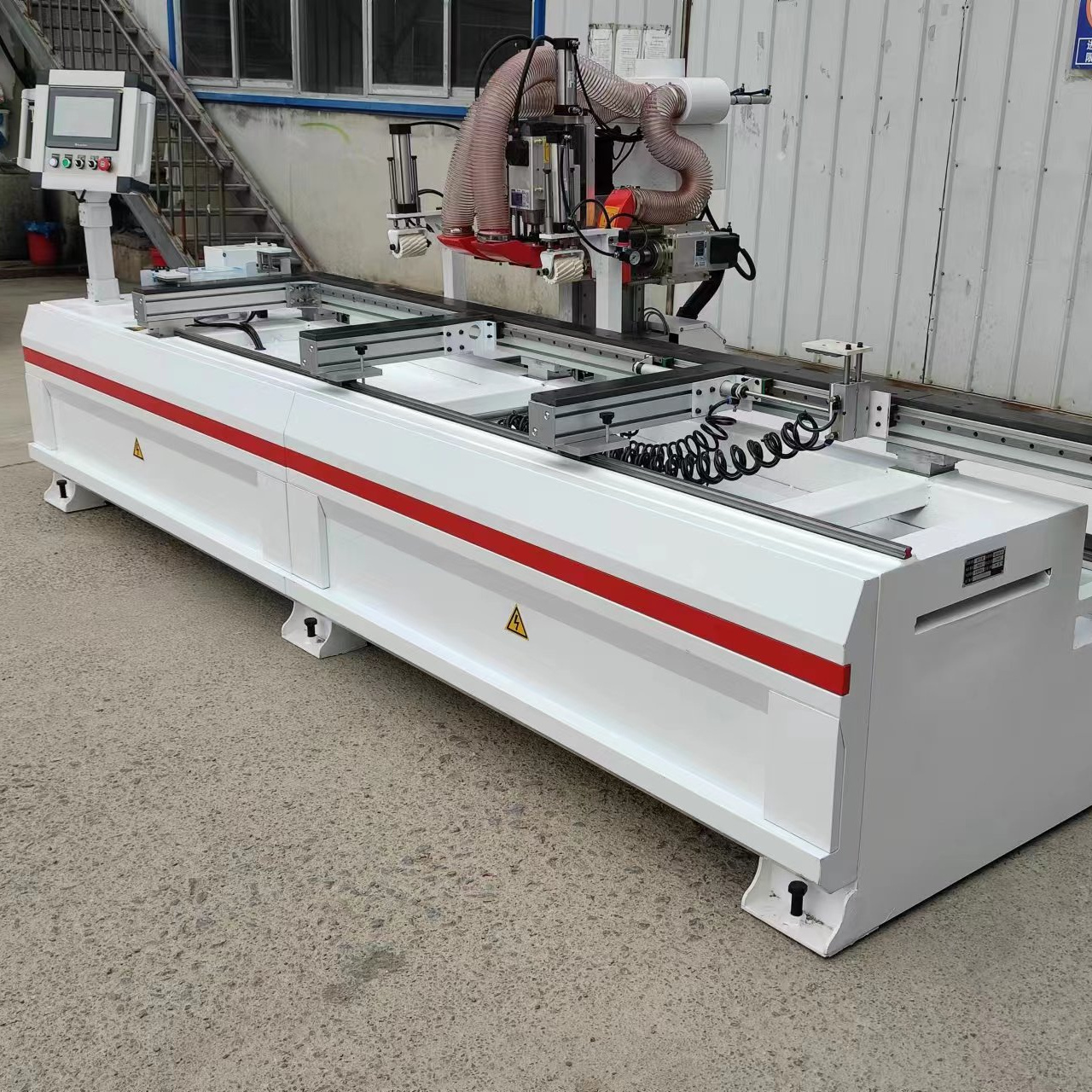 CNC door lock and hinges slot making machine wooden door lock drilling ...