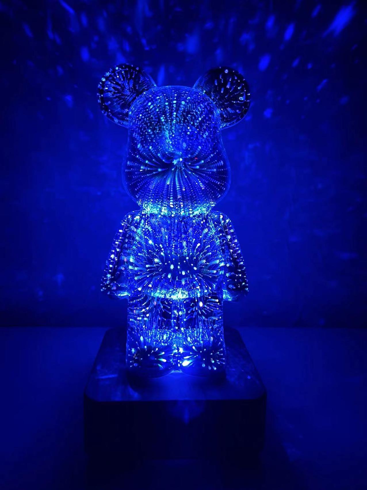 USB chargeable Custom shining 3D bear Glass Art Led Light Acrylic ...
