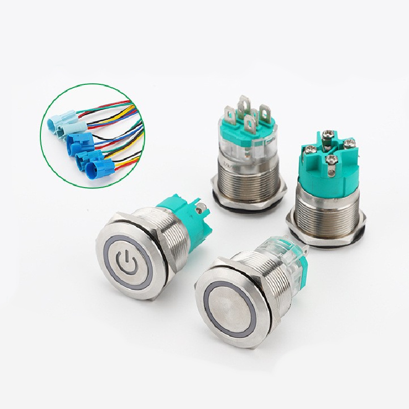 12v Metal Button Switch Lampless Self-locking 19mm Screw Feet Push ...