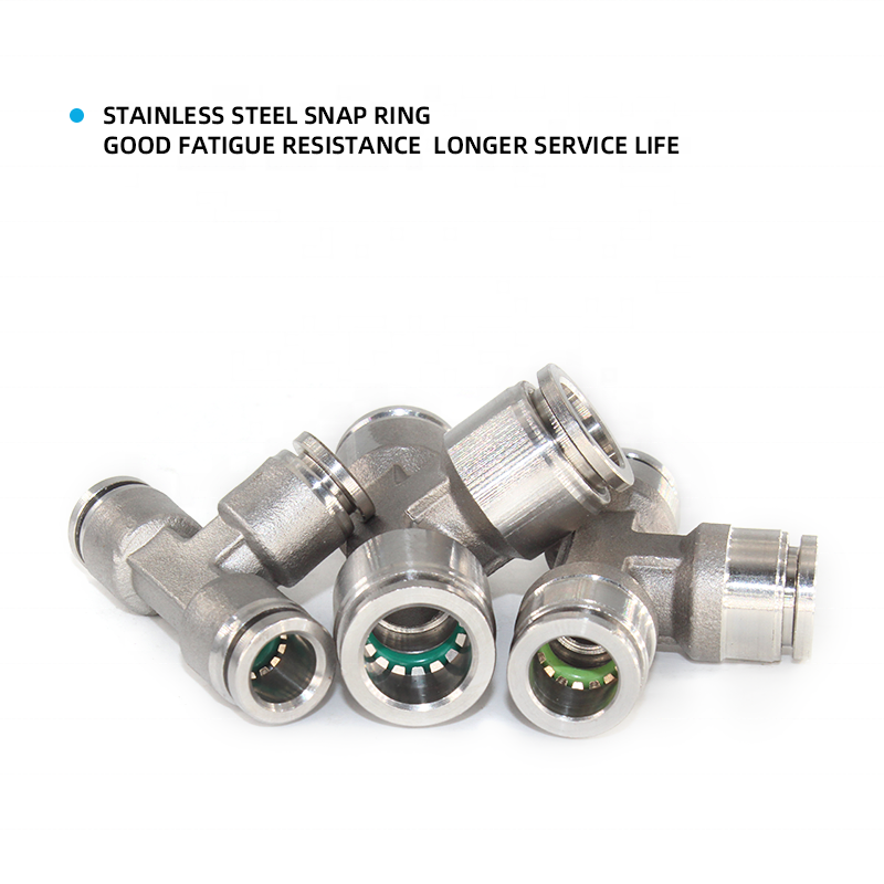 304 stainless steel metal T-type external thread joint one key push in ...