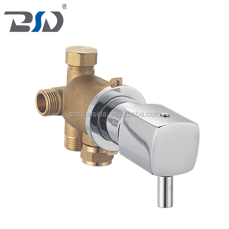 Brass shower 4 way thermostatic shower valve diverter with brass plate ...