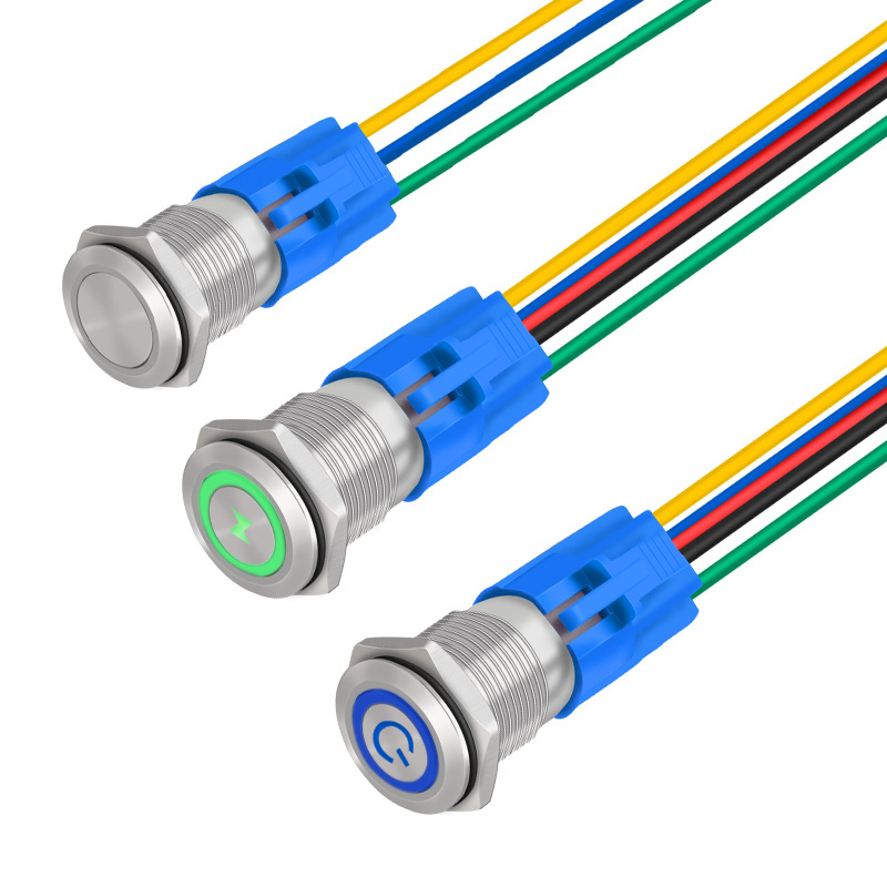 LVBO 12mm Momentary Flat Power symbol Head Low Voltage Push Button ...