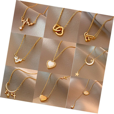Wholesale Fashion Jewelry Trend Fashionable Necklace Pendant Stainless Steel Gold Necklaces Jewelry for Women Girls Bulk BestSuppliers