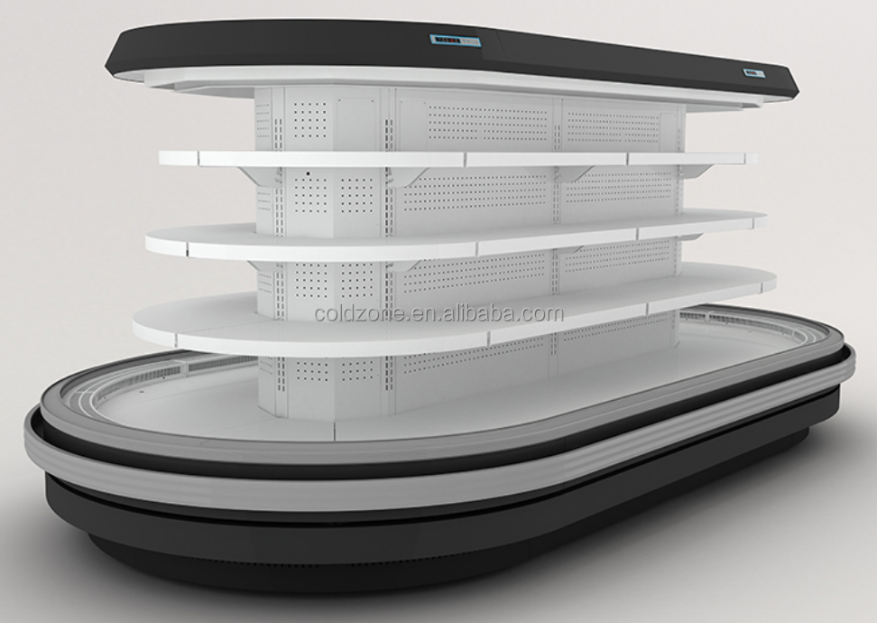 Commercial Air Curtain Round Island Display Case Open Display Fridge ...