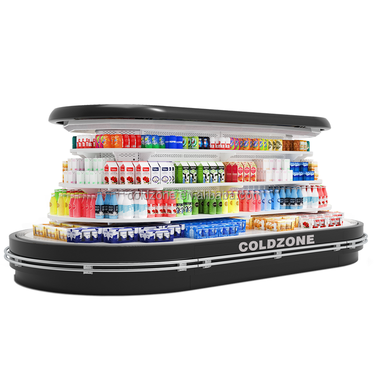 Commercial Air Curtain Round Island Display Case Open Display Fridge ...