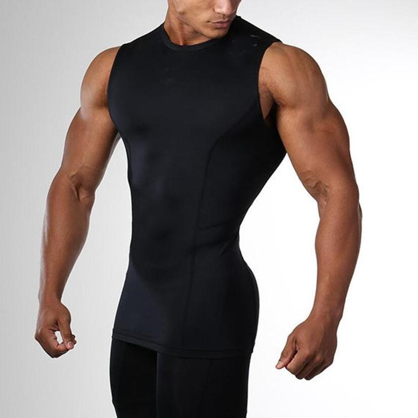 Custom logo blank plain compressed sports fitness mens sleeveless ...