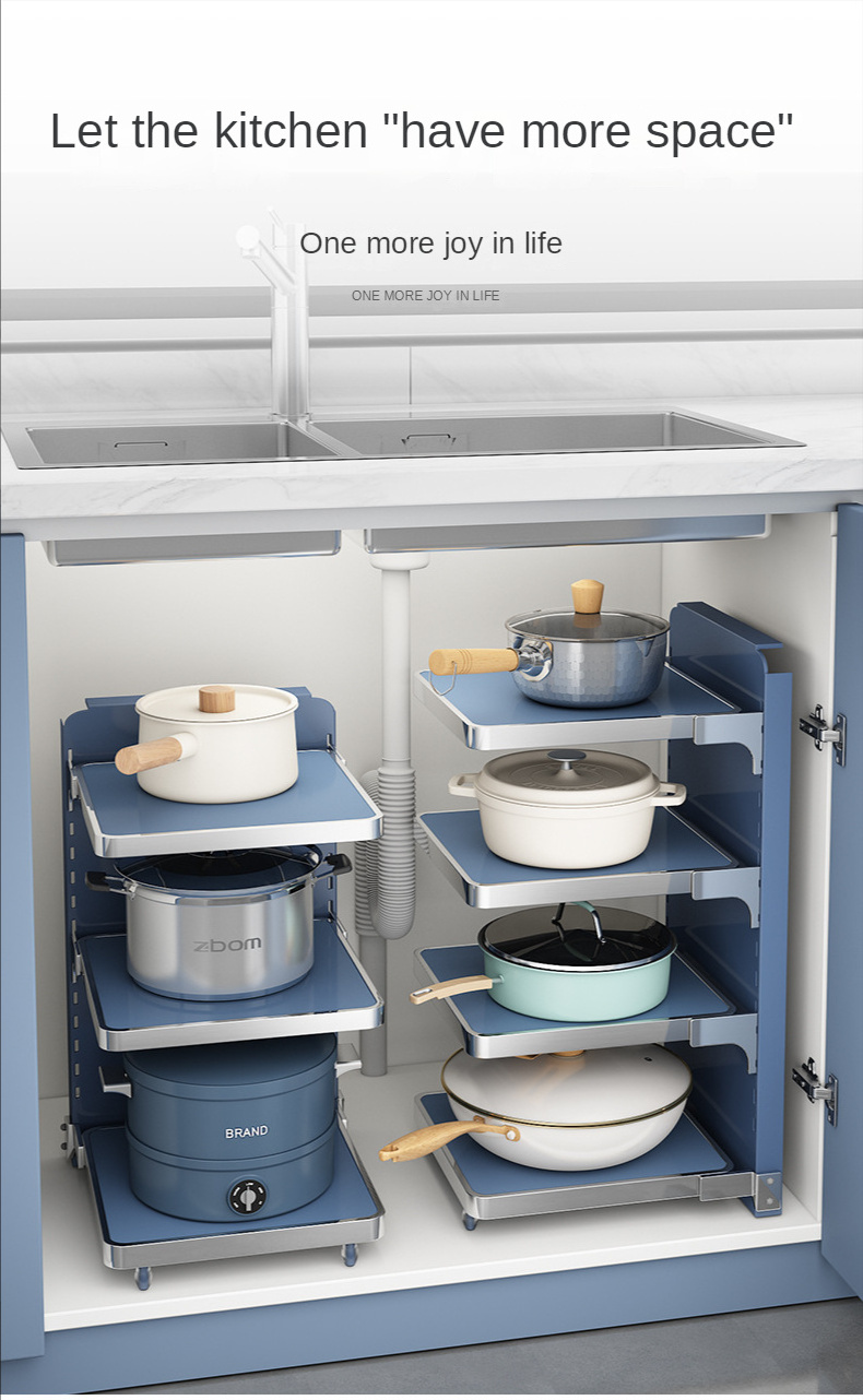 Kitchen Sink Multi layer Pot Storage Shelf Cabinet Multi layer Pot Rack Multi functional Kitchen Corner Storage Closet Organizer BestSuppliers