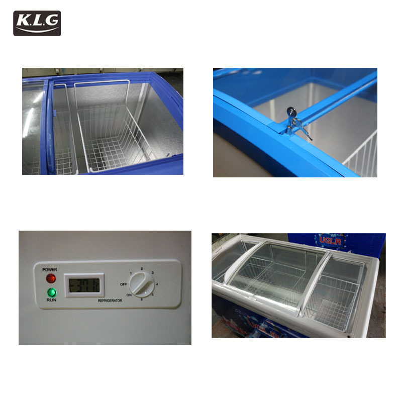 Tempered Glass door ice cream display showcase supermarket freezers ...