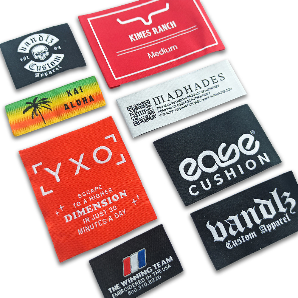 Custom Clothing Tags Black Adhesive Fabric Tags Garment labels For ...