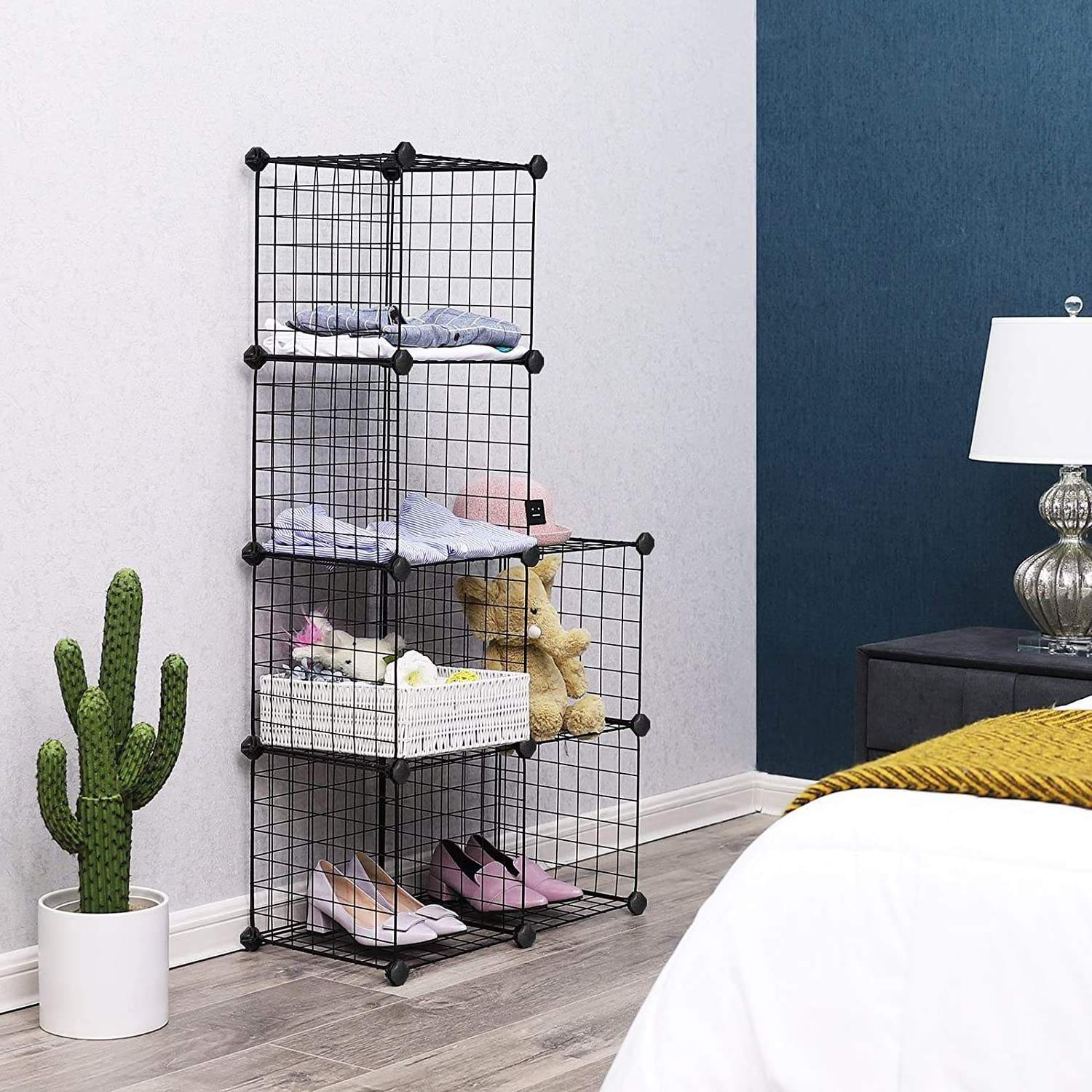 Storage Racks Shelving Units Stackable Metal Wire Shoe Cube Storage ...