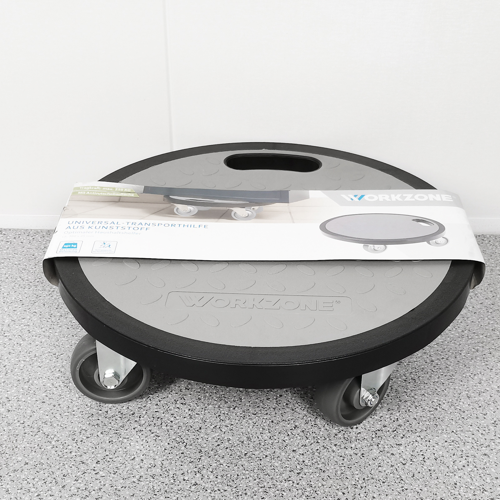 Round Plastic Tote Moving Logistics Dolly Plastic Roller Skate Trolley ...