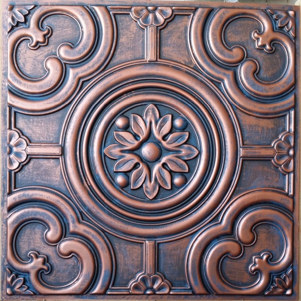 PL50 Faux tin paint 3D aged red copper ceiling tiles | Bestsuppliers.com
