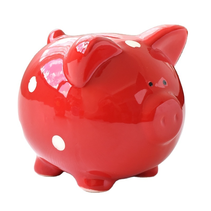 Large Decorative Red Color Pig Ceramic Piggy Coin Banks for Adults ...