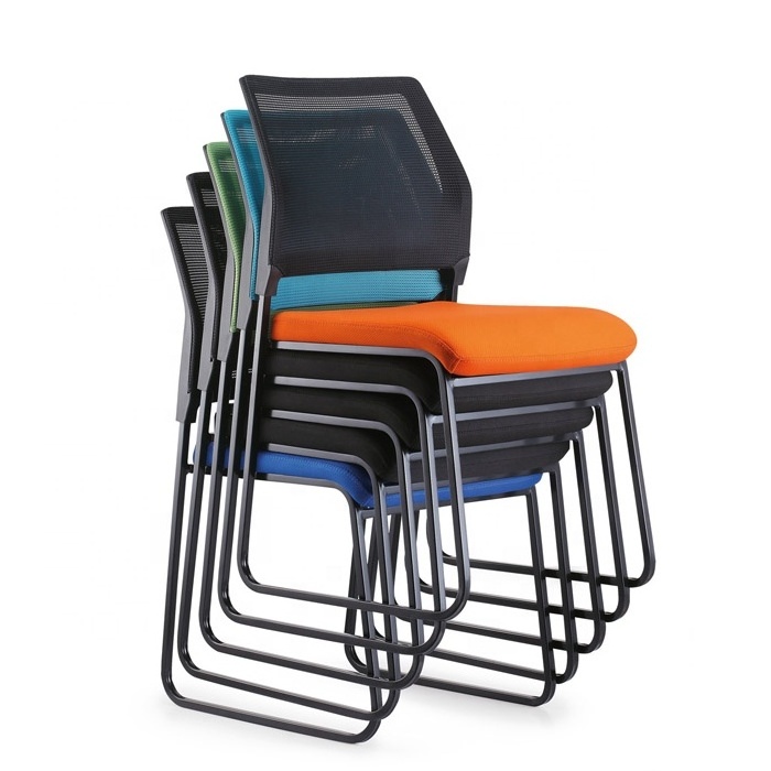 Metal Frame Mesh Fabric Armless Stacking Office Chair Stackable Study ...