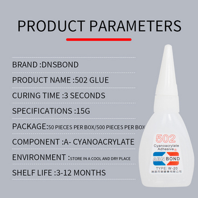 Factory outlet 502 cyanoacrylate adhesive super glue 502 super glue 15g 30g 50g cyanoacrylate adhesive super glue BestSuppliers