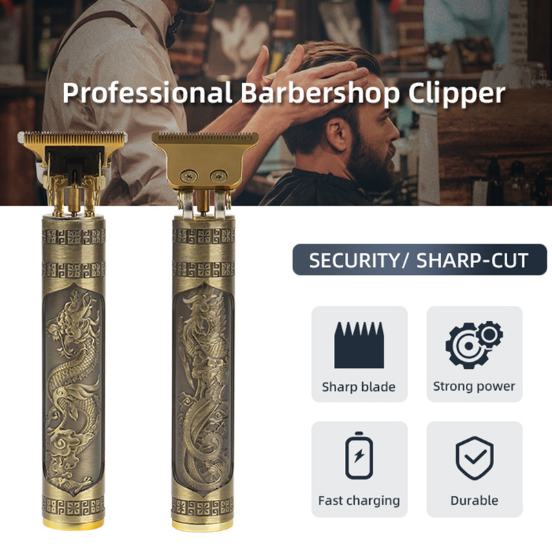 Professional Cordless Rechargeable Hair Cut Machine Dragon Vintage T9 ...
