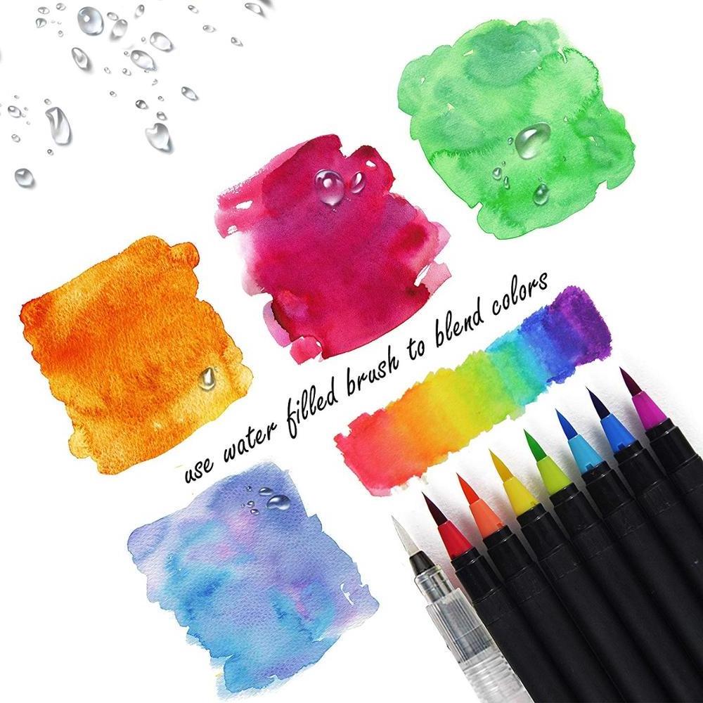 50 Colors Water Based Drawing Marker Brushes W/A Water Coloring Brush ...