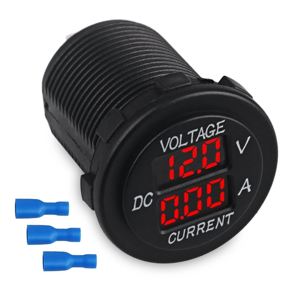 Car Motorcycle DC 12V 24V Amp Volt Meter Gauge Dual LED Digital ...