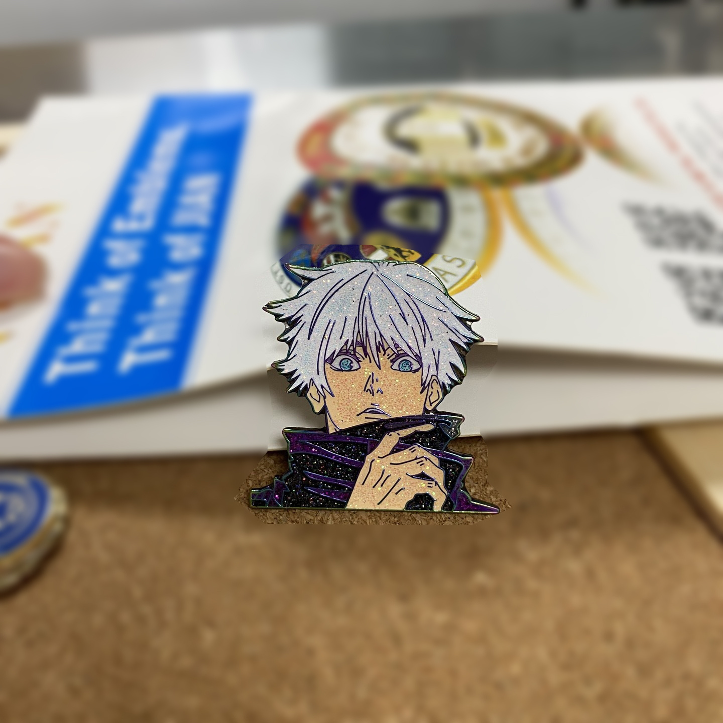 Custom Gojo Satoru Enamel Pins Cartoon Anime Rainbow Plating Glitter ...